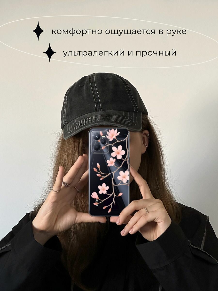 Чехол на Realme C35 / Реалми C35 с принтом "Веточка распускающейся сакуры 2" — фото 1