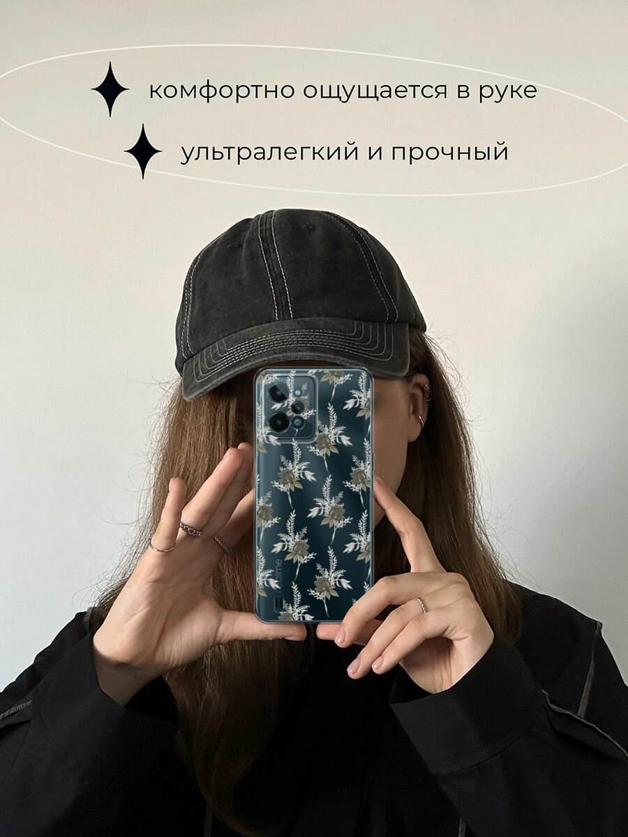 Чехол на Realme C31 / Реалми C31 с принтом "Паттерн цветы сепия" — фото 1