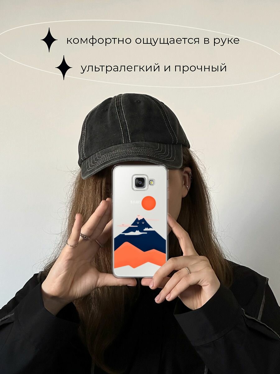 Чехол на Samsung Galaxy A3 2016 / Самсунг Галакси А3 2016 с принтом "Кот-гора", прозрачный — фото 1