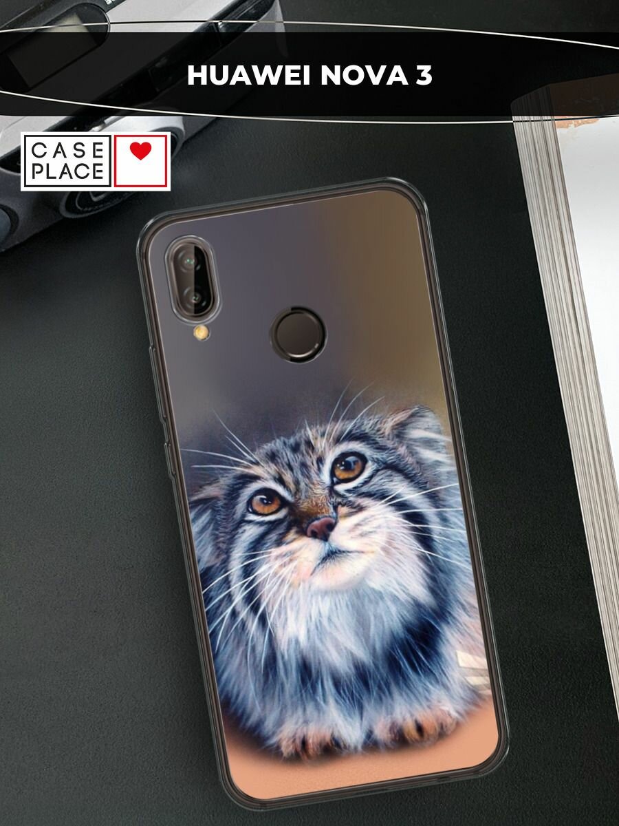 Чехол на Huawei Nova 3 / Хуавей Нова 3 с принтом "Кот манул 2"