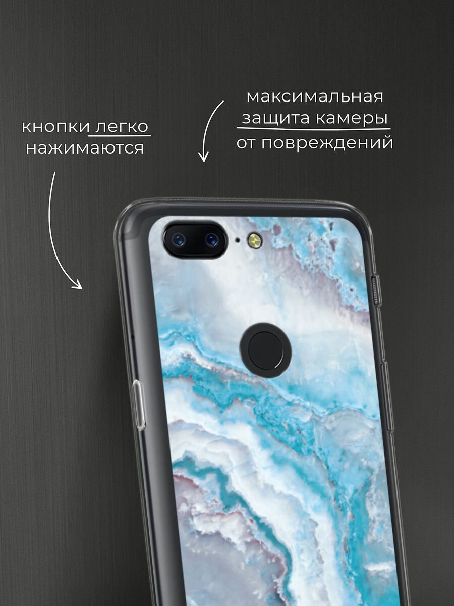 Чехол на OnePlus 5T / ВанПлюс 5Т с принтом "Нежно-голубой мрамор" — фото 1