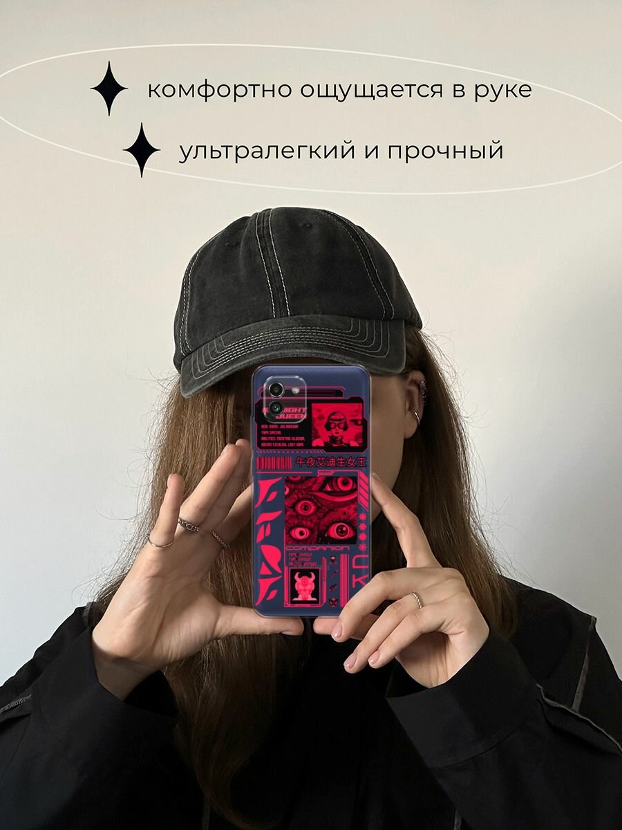 Чехол на Samsung Galaxy A03 / Самсунг Галакси А03 с принтом "Mionight queen", прозрачный — фото 1