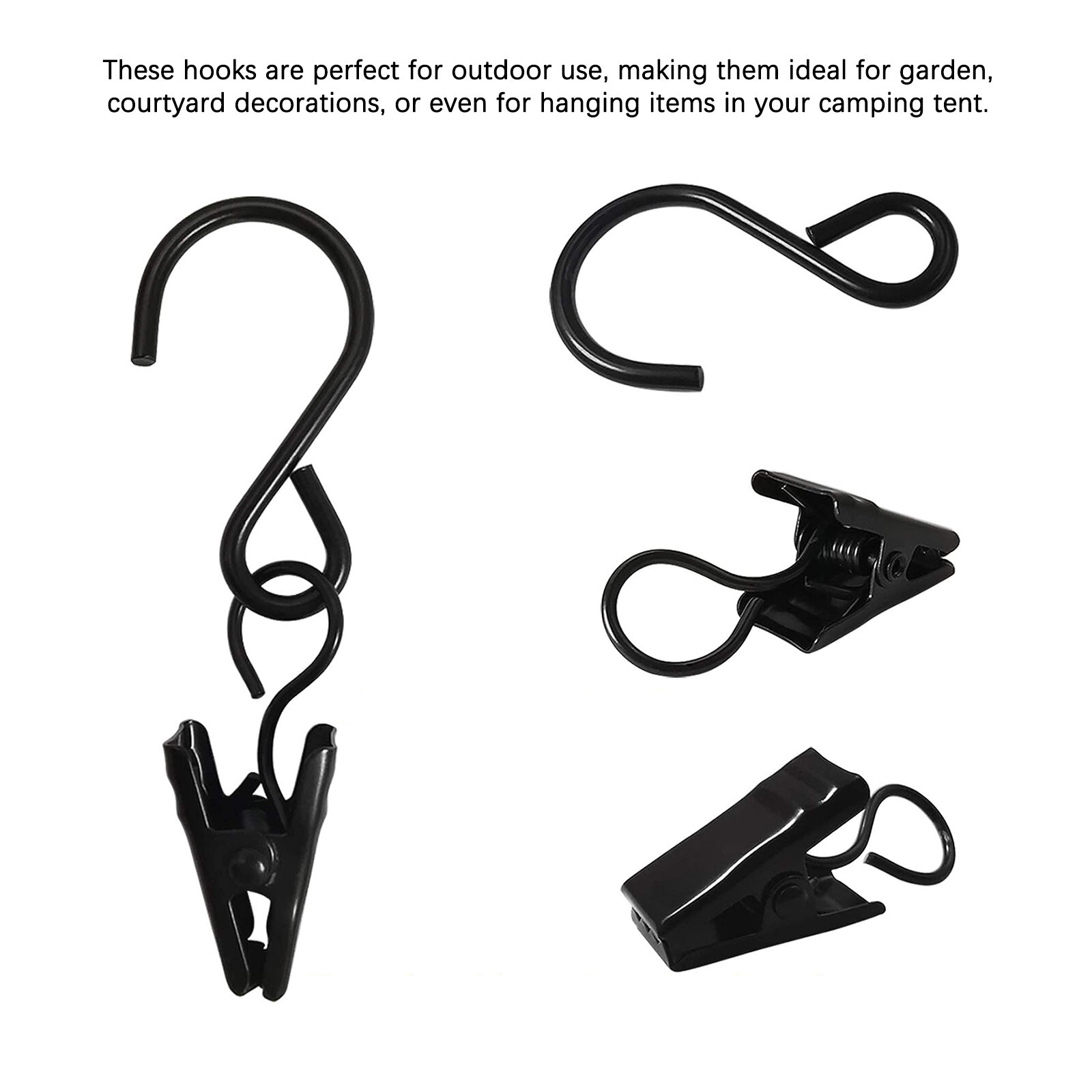 50PCS Stainless Steel S Hooks Lights Hangers Photo Camping Tents