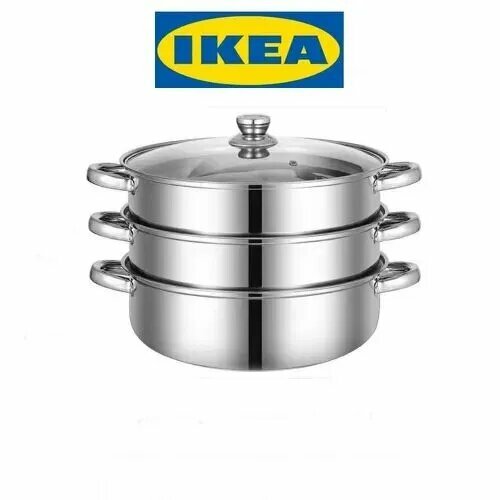 IKEA Мантоварка, Нержавеющая сталь, 3 яруса, 10 л
