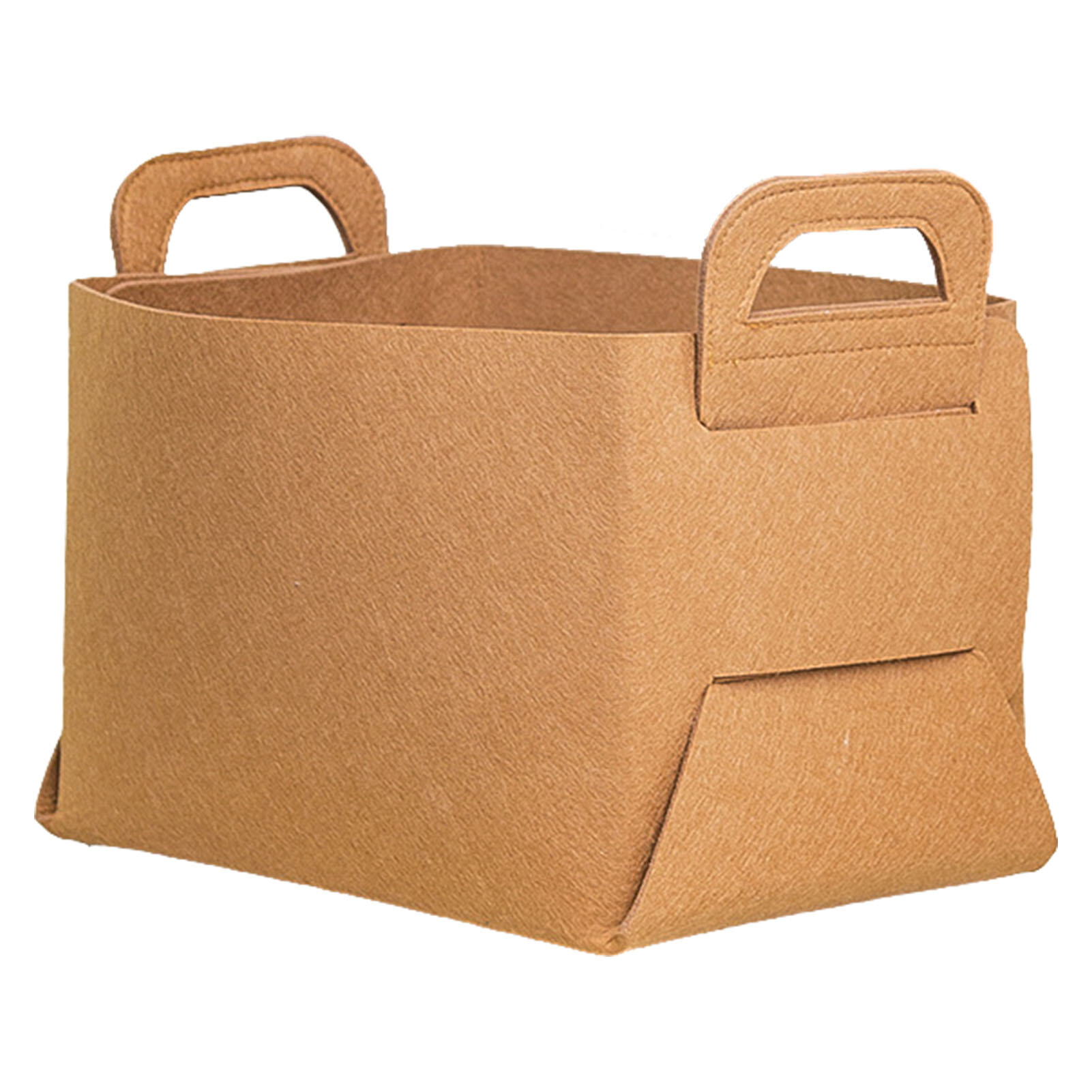 Контейнер для хранения из фетра, складная модная корзина для хранения из утолщенного фетра с ручками для дома, коричневый M 25x18x3 см/9,8x7,1x1,2 дюйма