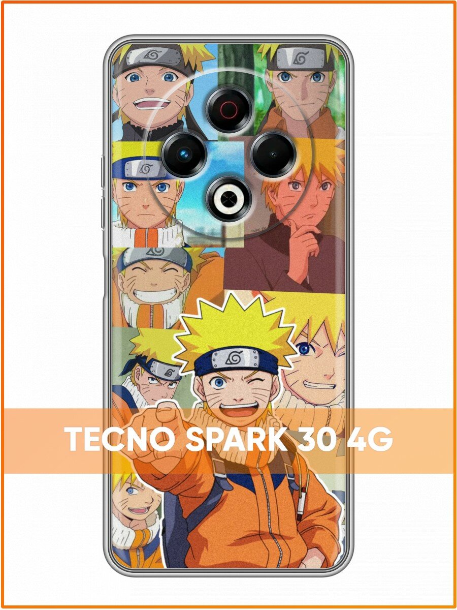 Чехол для Tecno Spark 30 4G с принтом Аниме Наруто (Техно Спарк 30 4G)