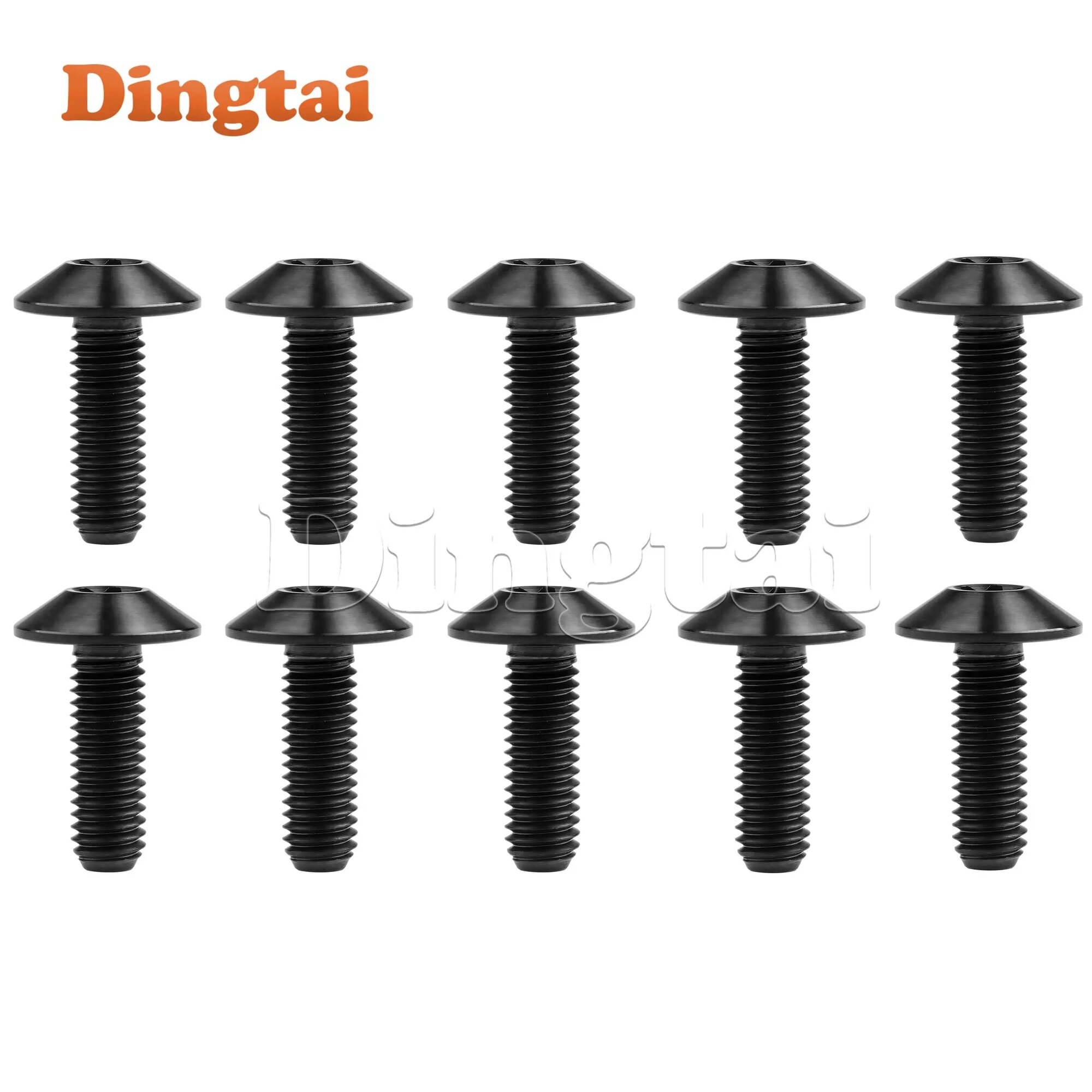 Dingtai Титановые болты M4/M5/M6x10-35 мм, набор из 10 штук, Torx М6, Black, 15 мм