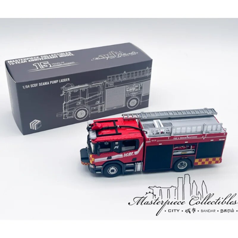 Модель пожарной машины Scania Pump Ladder 1:64, Розовый, BOSS