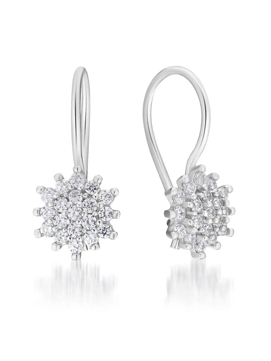 Серьги, серебро, 925 проба, фианит