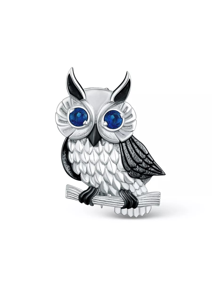 Брошь, серебро, 925 проба, фианит