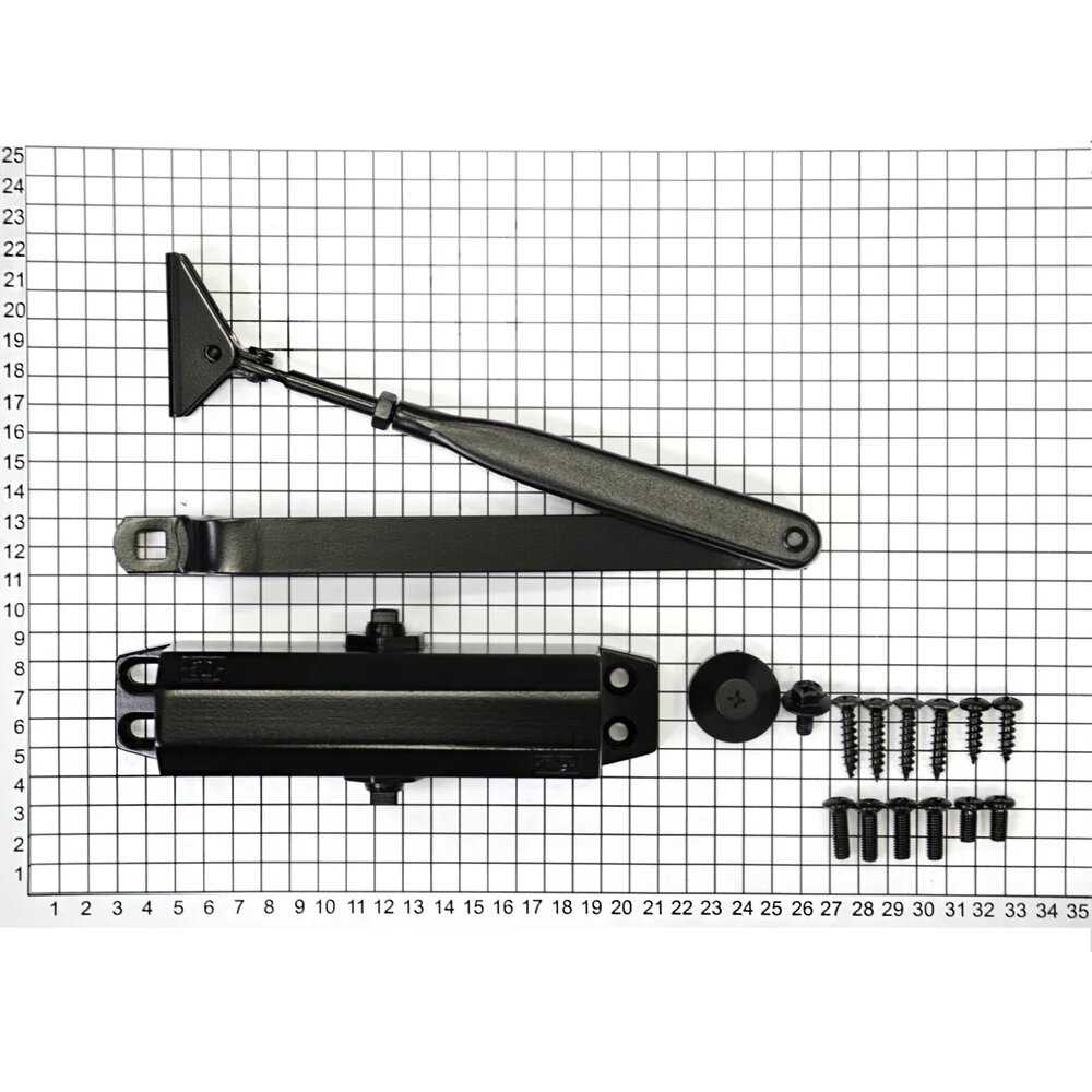Доводчик DOORLOCK DL77N size 4/5 черный, крепежные размеры 162-168мм х 19мм 75543 противопожарный монтаж класс — фото 1