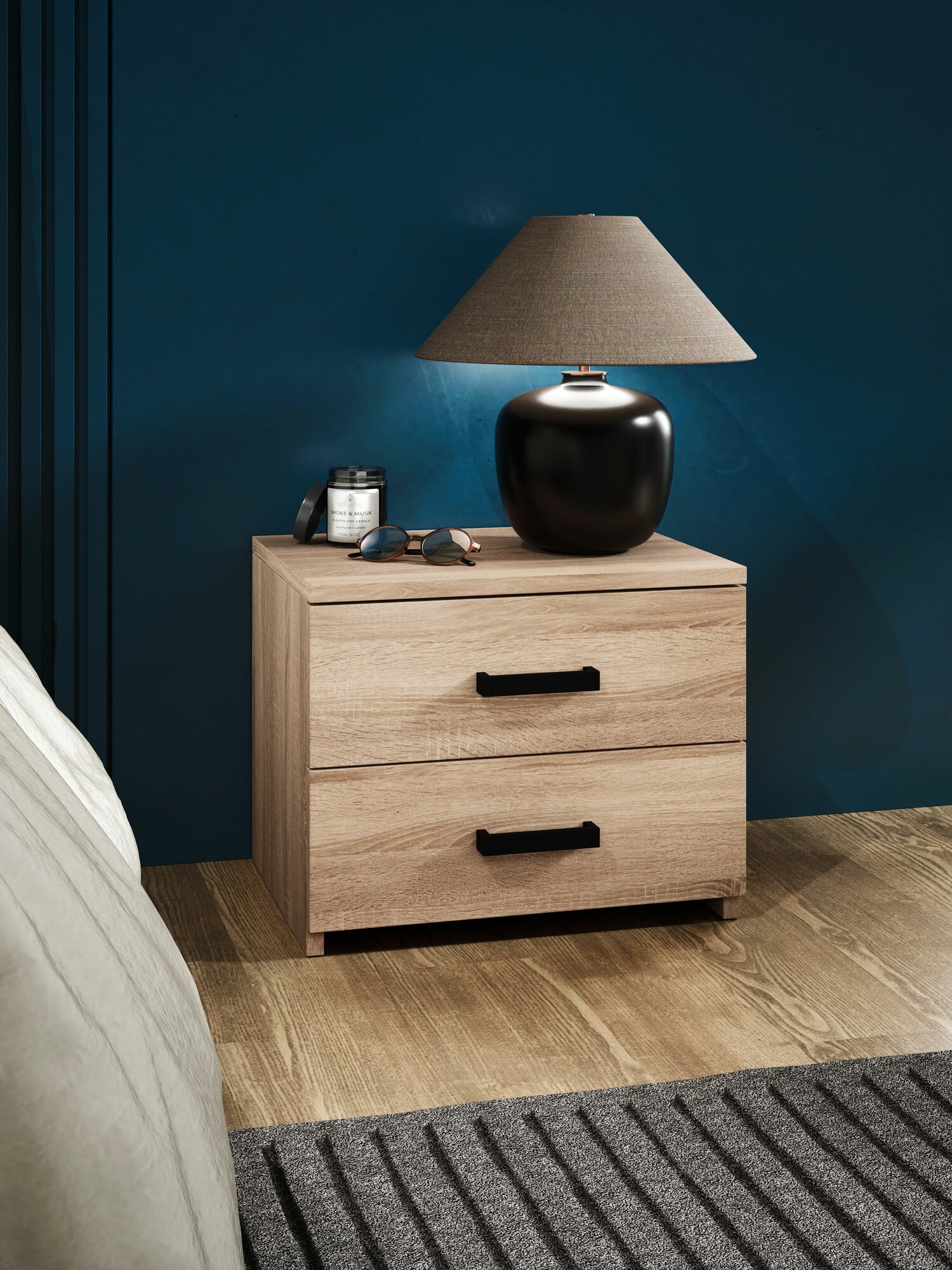 Тумба Парма-2 сонома с 2 ящиками, прикроватная, для прихожей, под стол, в коридор, в спальню, офисная