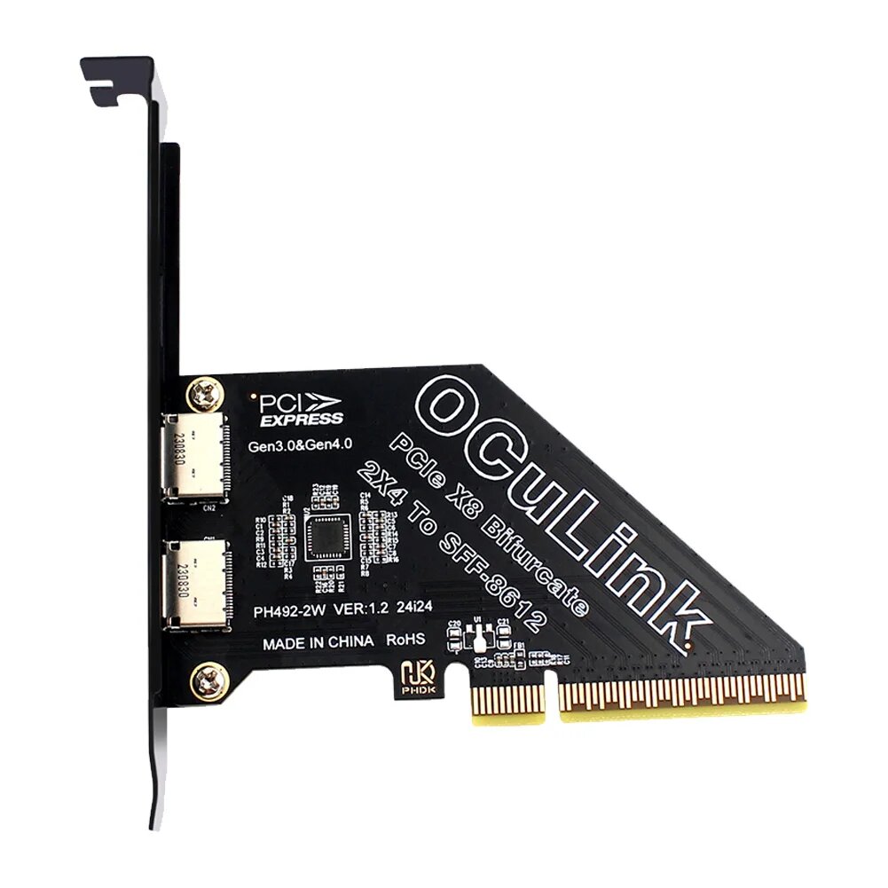 PCIeX8 к 2-портовому адаптеру Oculink SFF 8611 и 8612 ALLOYSEED