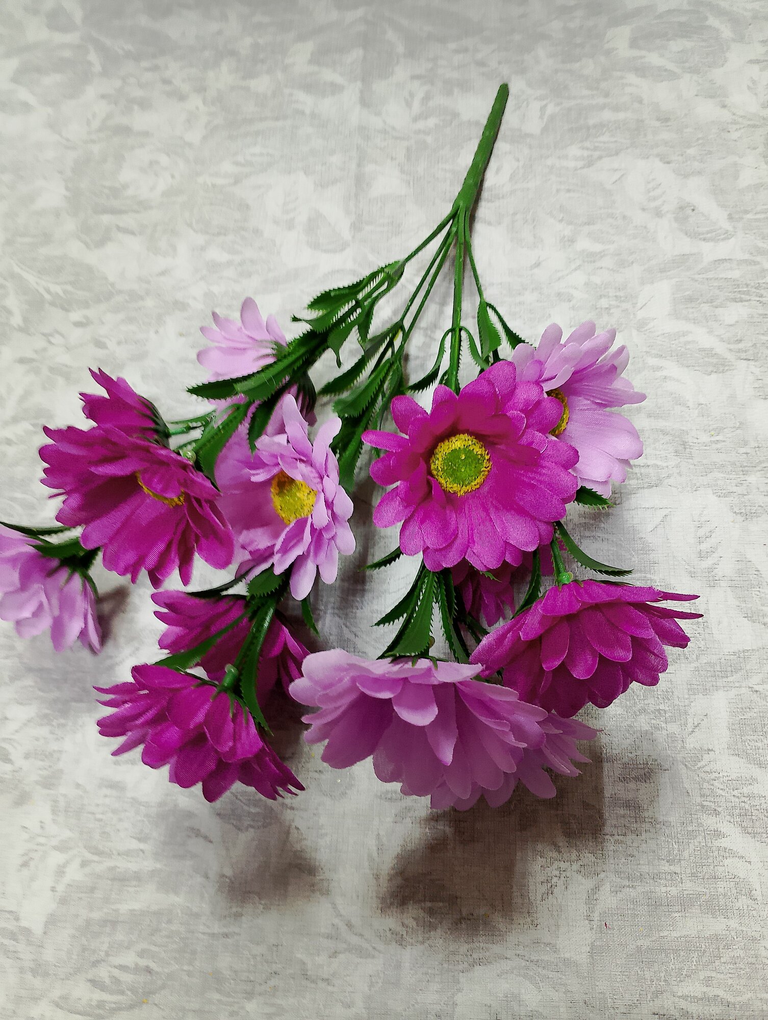 Искусственные цветы "Букет Гербера двухцветная" 14 бутонов, высота 50 см, Цвет: малиновый, сиреневый