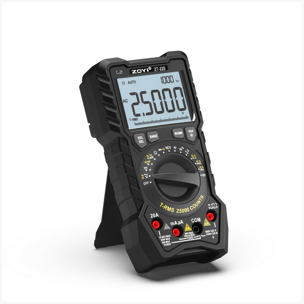 Цифровой мультиметр ZT-225 ZOTEK, True RMS, VFC, NCV. Дисплей: 25000 отсчетов, 2 цифровых поля, аналоговая шкала.
