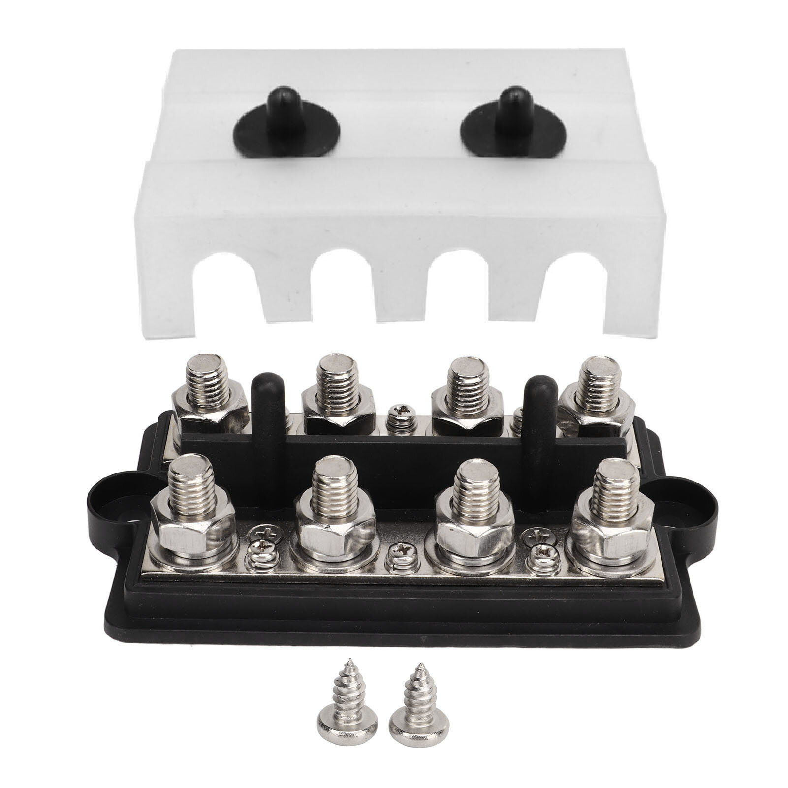 Bus Bar Marine RV Battery Terminal Power Distribution Block 2 Row M8 Stud DC12‑48V 150A Black