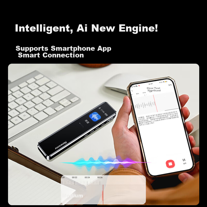 Newsmy V5pro AI Голосовой Рекордер 16 ГБ для встреч - Профессиональное Шумоподавление и Подключение к Телефону
