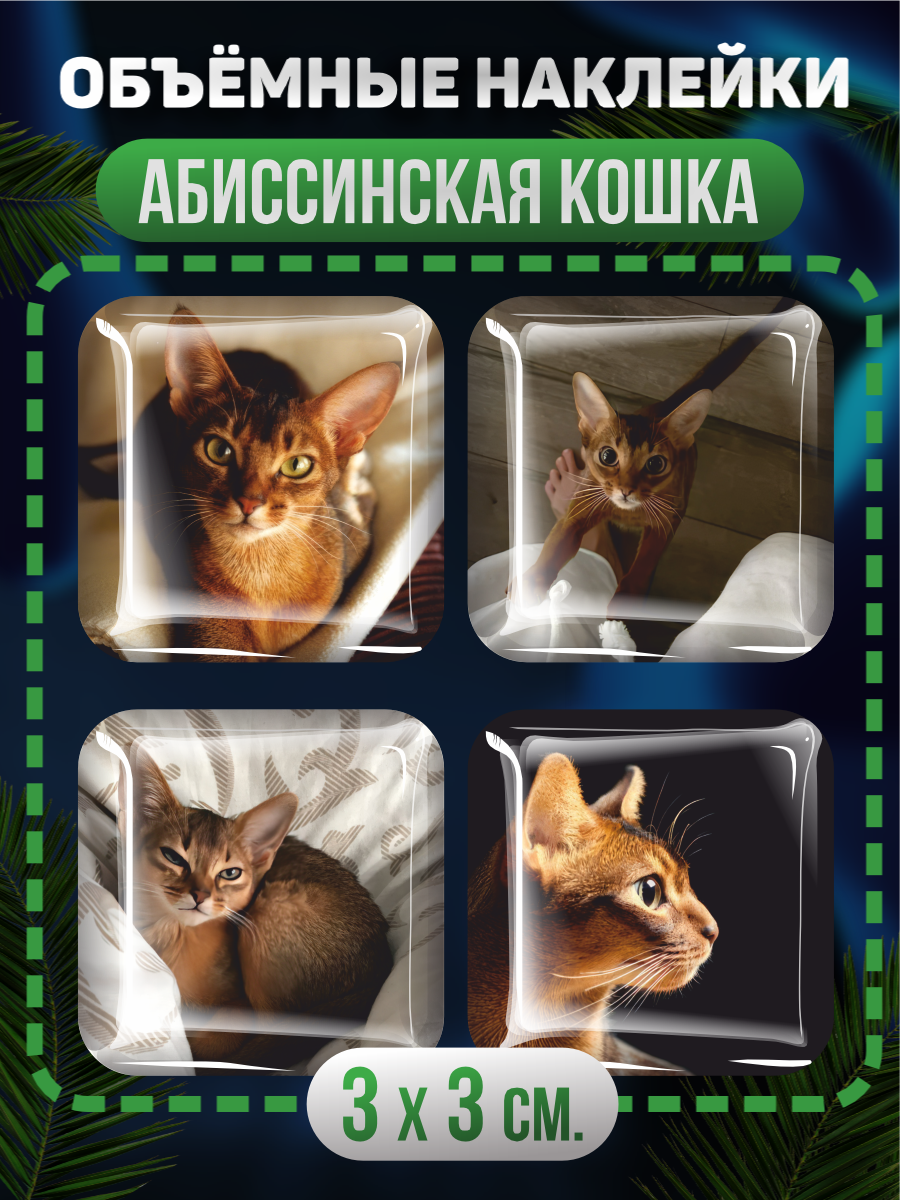 Наклейки на телефон 3D Абиссинская кошка котики
