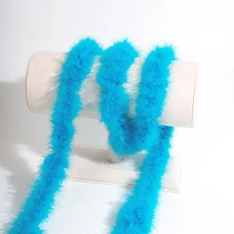 Натуральные перья индейки 2м, пушистые, Happy DIY Life Store Синий, Lake Blue