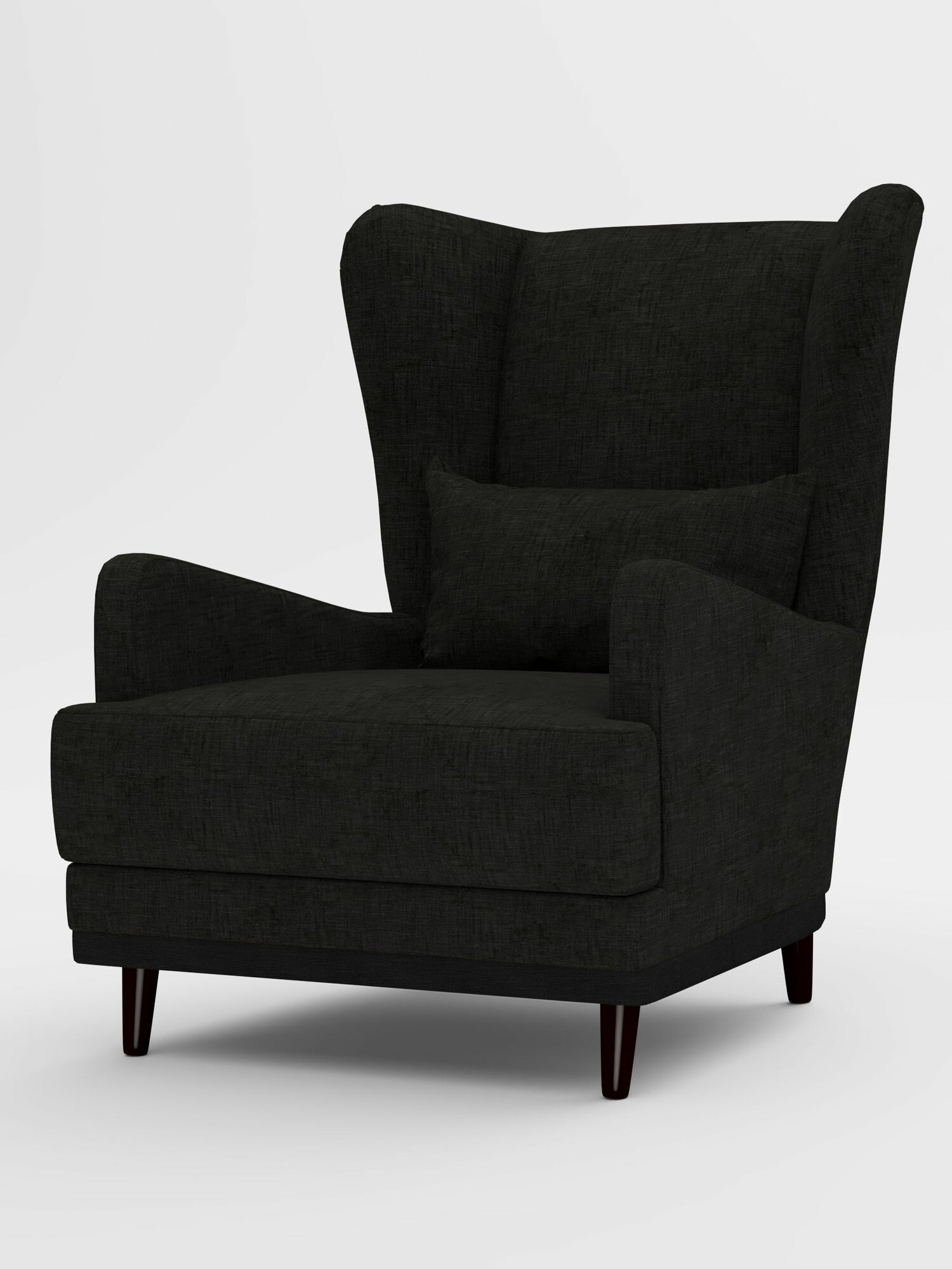 Кресло мягкое для дома, отдыха в гостиной Марсель от W&B, рогожка, цвет: черный