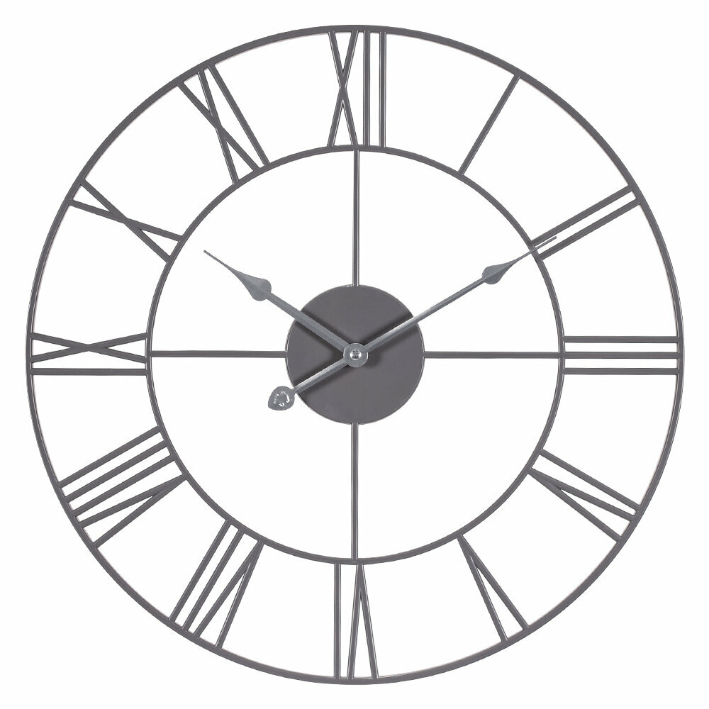 Часы настенные Рубин 4848-007, серые, римские циферблат, плавный ход