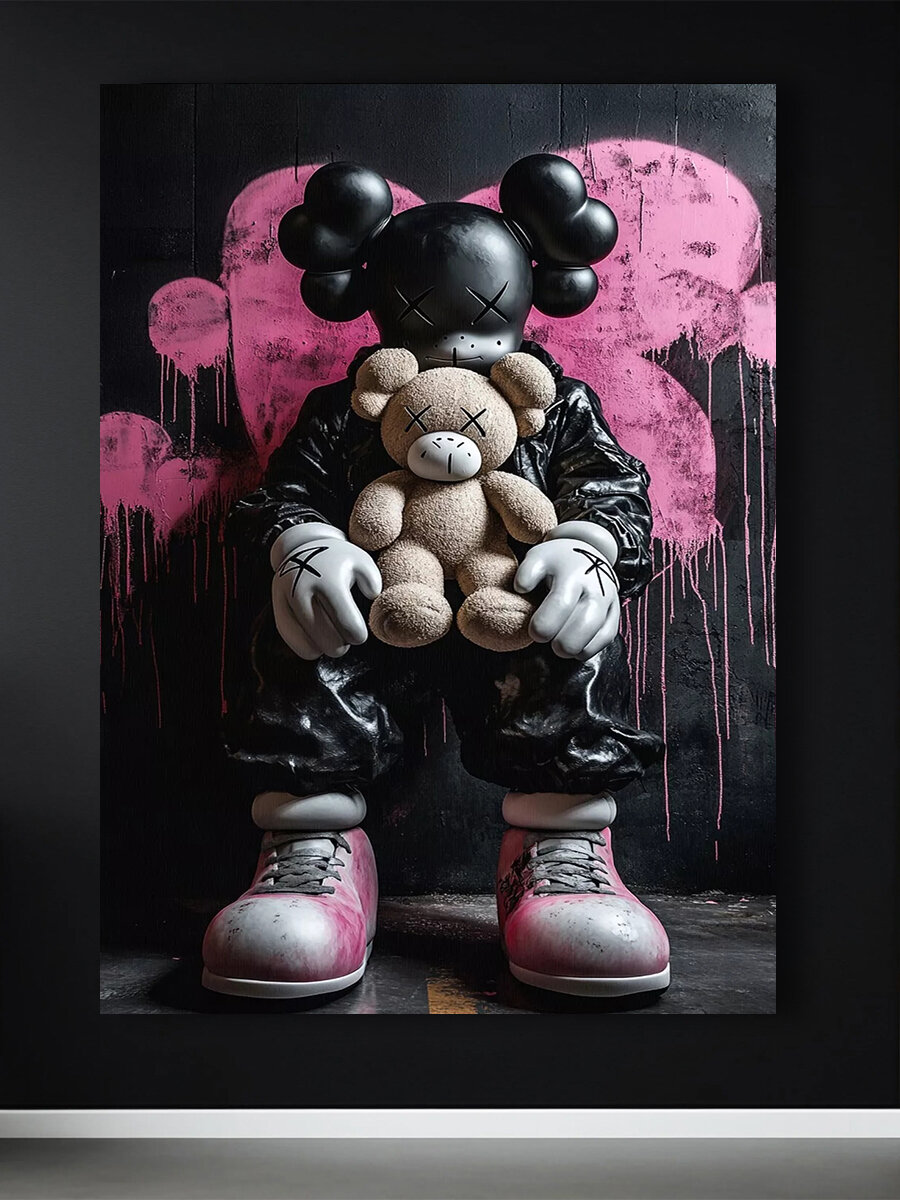 Картина на стену - "KAWS / кавс, Микки Маус" , 50х70 см.