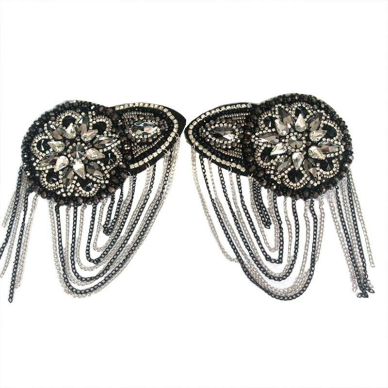 Декоративные эполеты с бахромой и цепями, Черный