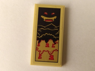 Tile 2 x 4 with Gold Houses, Black Sky and Garmadon Face Pattern (Sticker) - Set 70643, 87079pb0585 Tan U