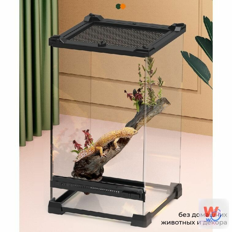Террариум для рептилий 20х20х30 см, кологичный декорированный аквариум, для ящериц, жаб и черепах, Террариум из закаленного стекла
