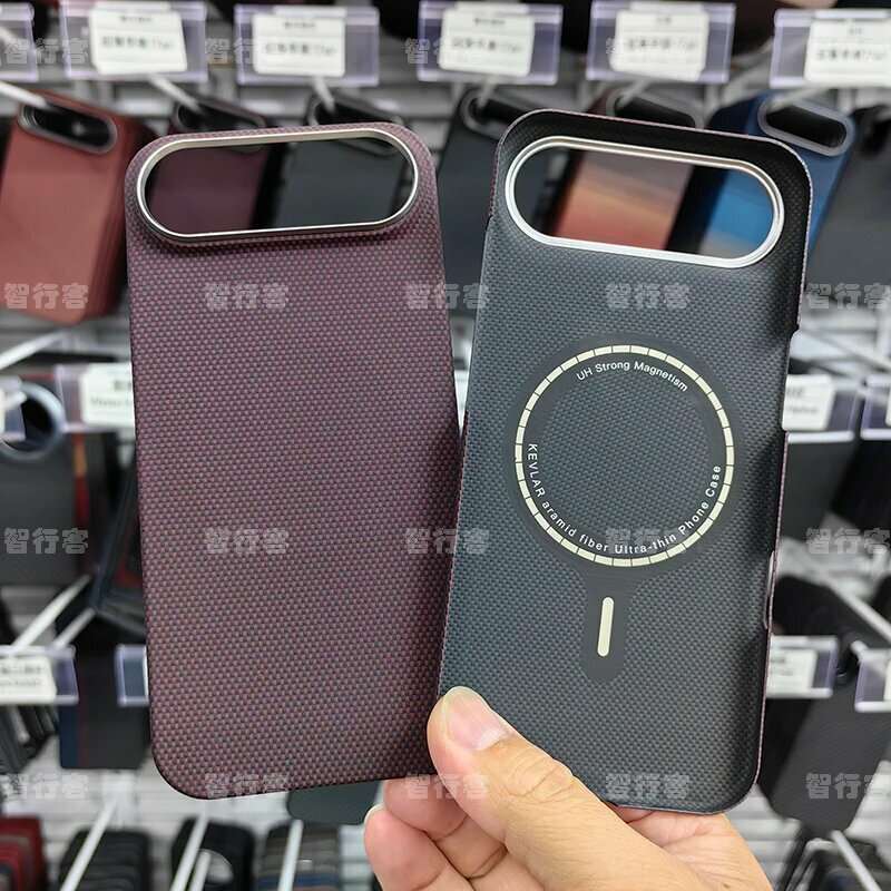 Чехол ZXKE из настоящего волокна для Apple iPhone Air 17Air, чехол из встроенного железного листа, магнитная поддержка автомобиля, корпус из арамидного волокна Magsafe, iPhone17 Эйр, Model 8, Aramid Fiber