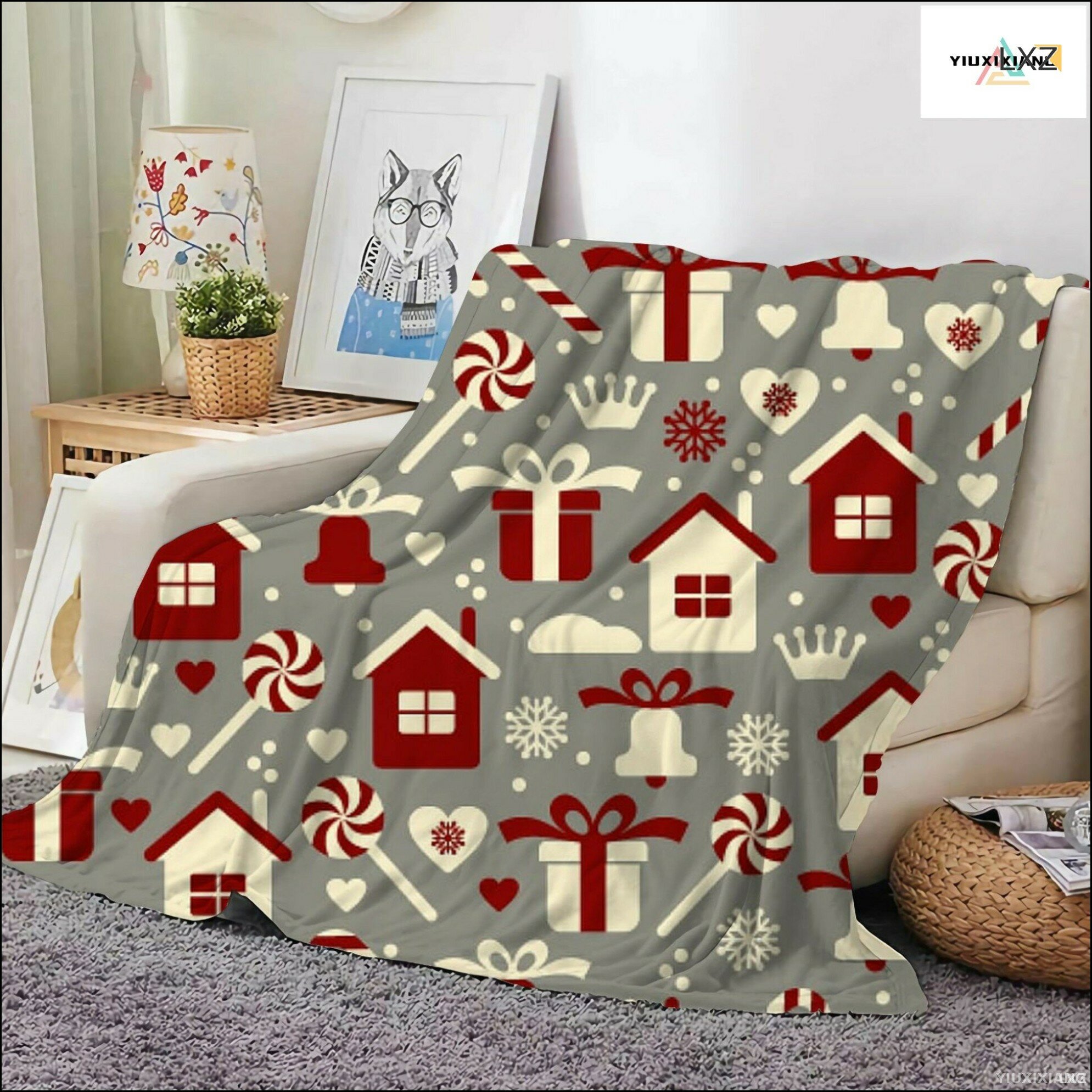 Роскошное одеяло 180 x 230 см с дизайном рождественской елки