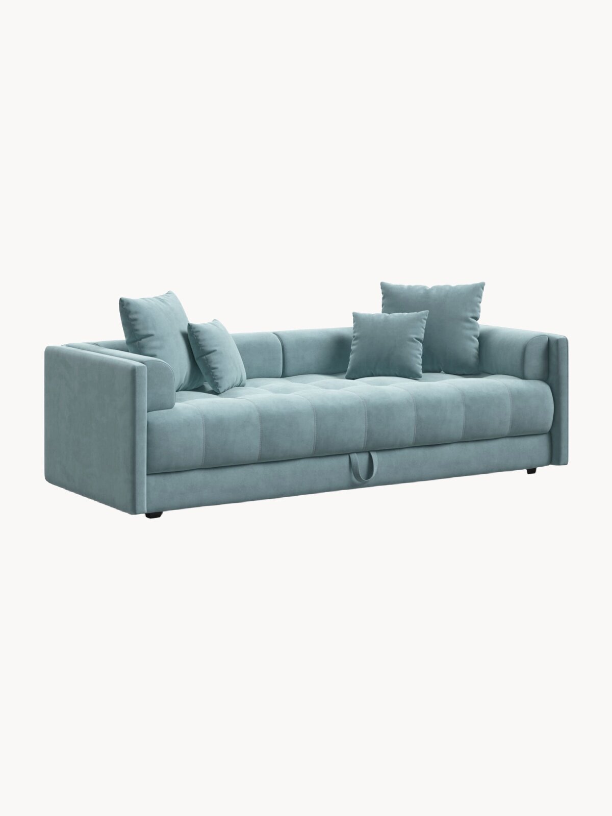 Тахта-диван односпальная с ящиком для хранения Boss, велюр MONOLIT Аква, 203x93x61 см