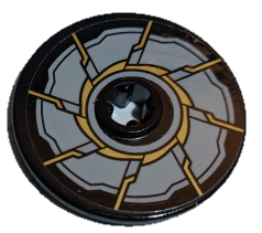 Technic, Disk 3 x 3 with Gold Blade Pattern (Sticker) - Set 76097, 2723pb070 Black U