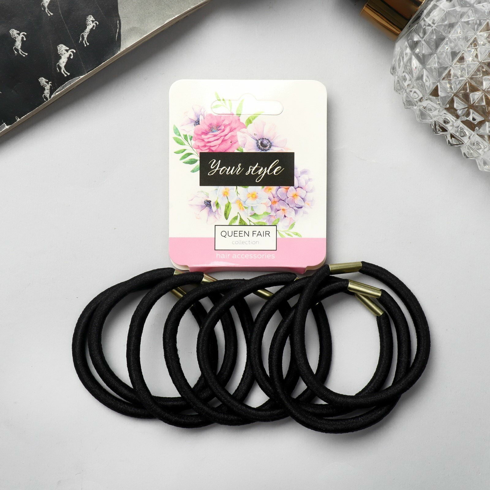 Резинки для волос "Классика", набор 12 шт, 4.5 см, чёрные, цвет: чёрный, 3 шт.