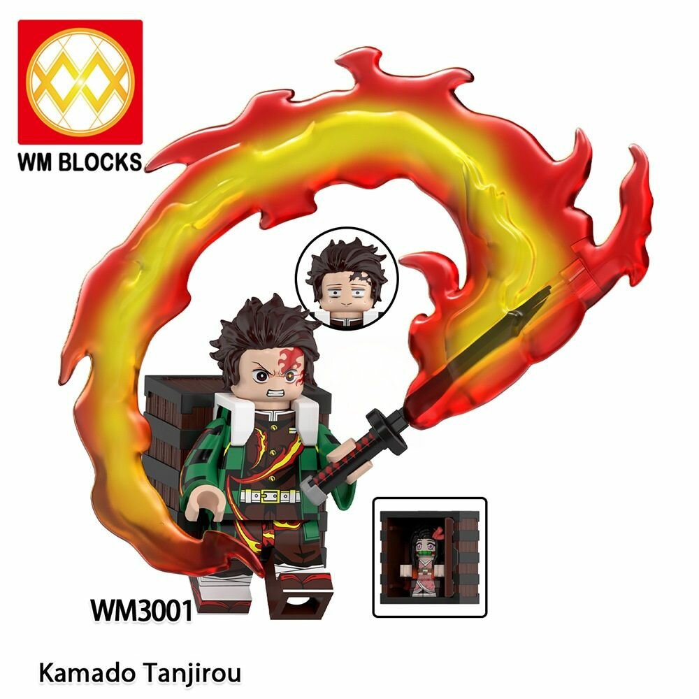 Минифигурки Клинок рассекающий демонов / Demon Slayer , Kamado Tanjirou, совместимы с легo конструкторами 1шт (4.5см, пакет) /WM3001