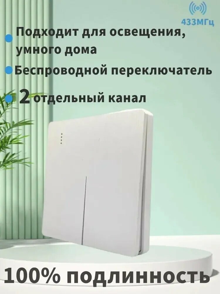 Беспроводной выключатель света,2 клавиша, радио 433Mhz, 220V 10A, переключателя дистанционного управления