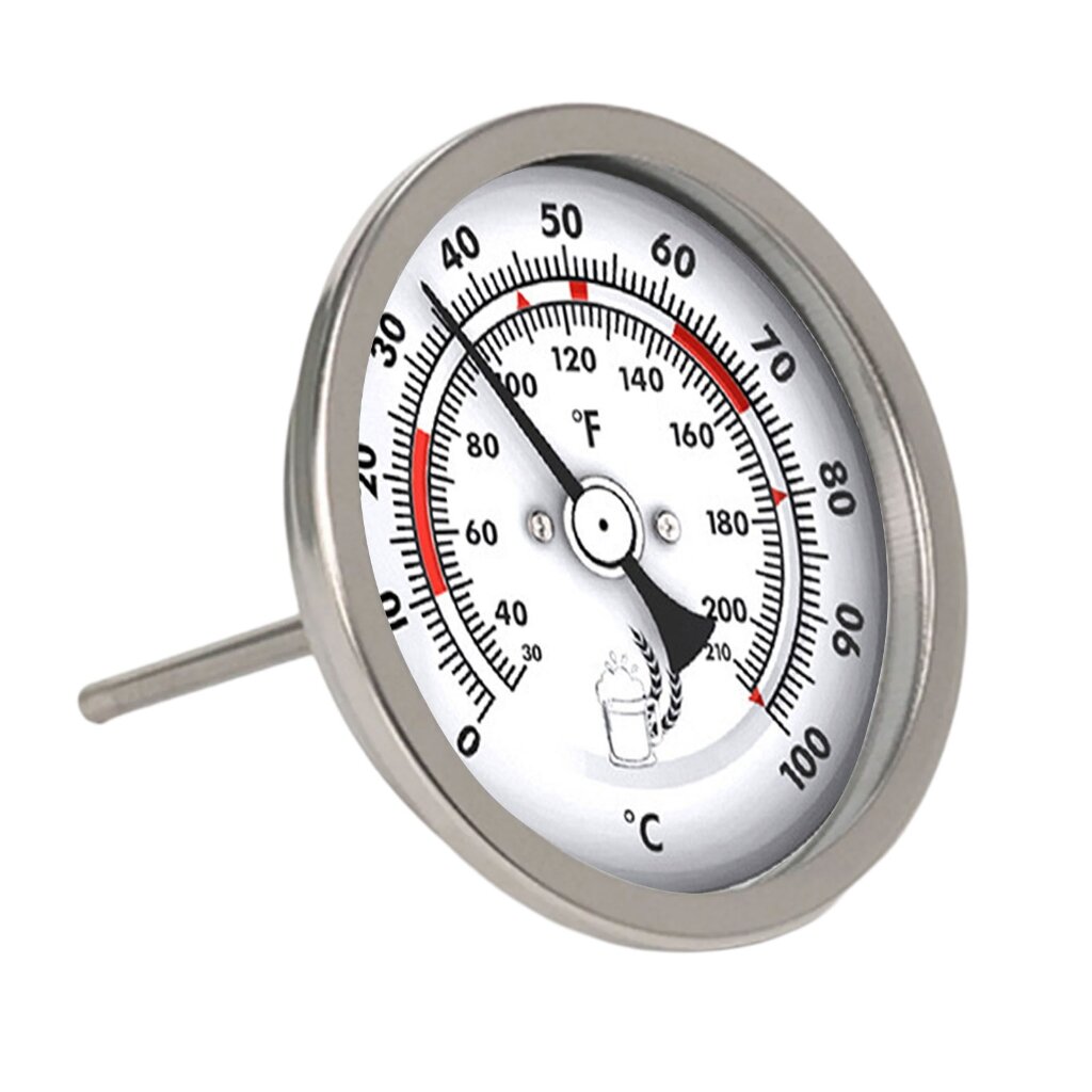 Термометры из нержавеющей стали с двойной шкалой для домашнего пивоварения и виноделия, 20℃-120℃, необходимый ручной инструмент для домашнего пивоварения