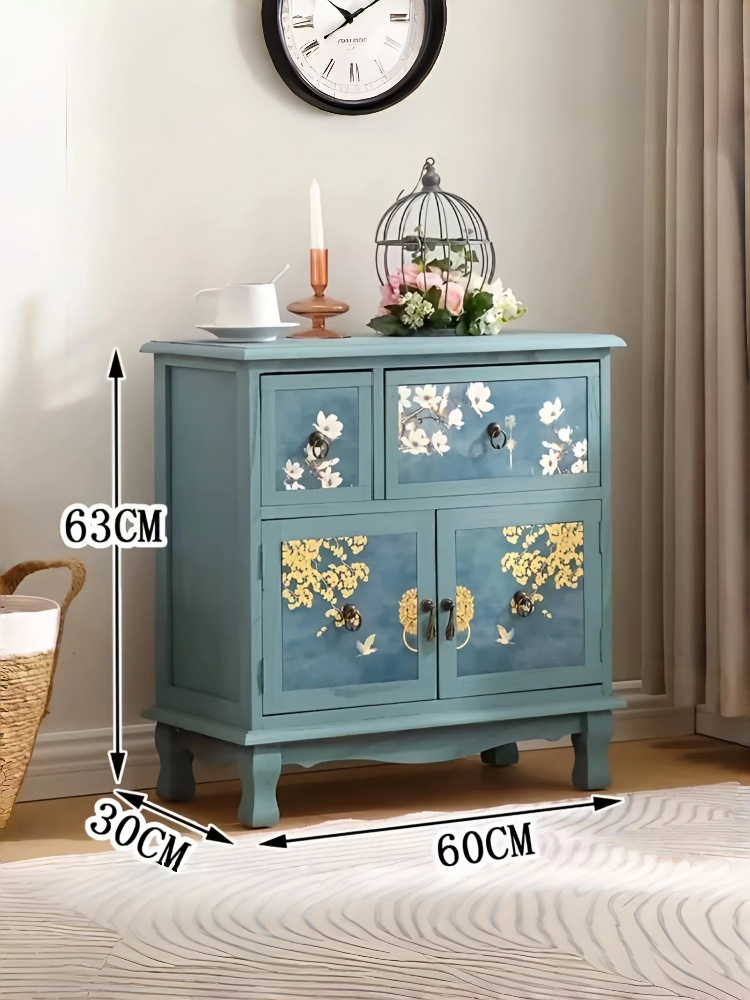 Буфет "Тонму", массив дерева, с ящиками, классический стиль, сине-зеленый