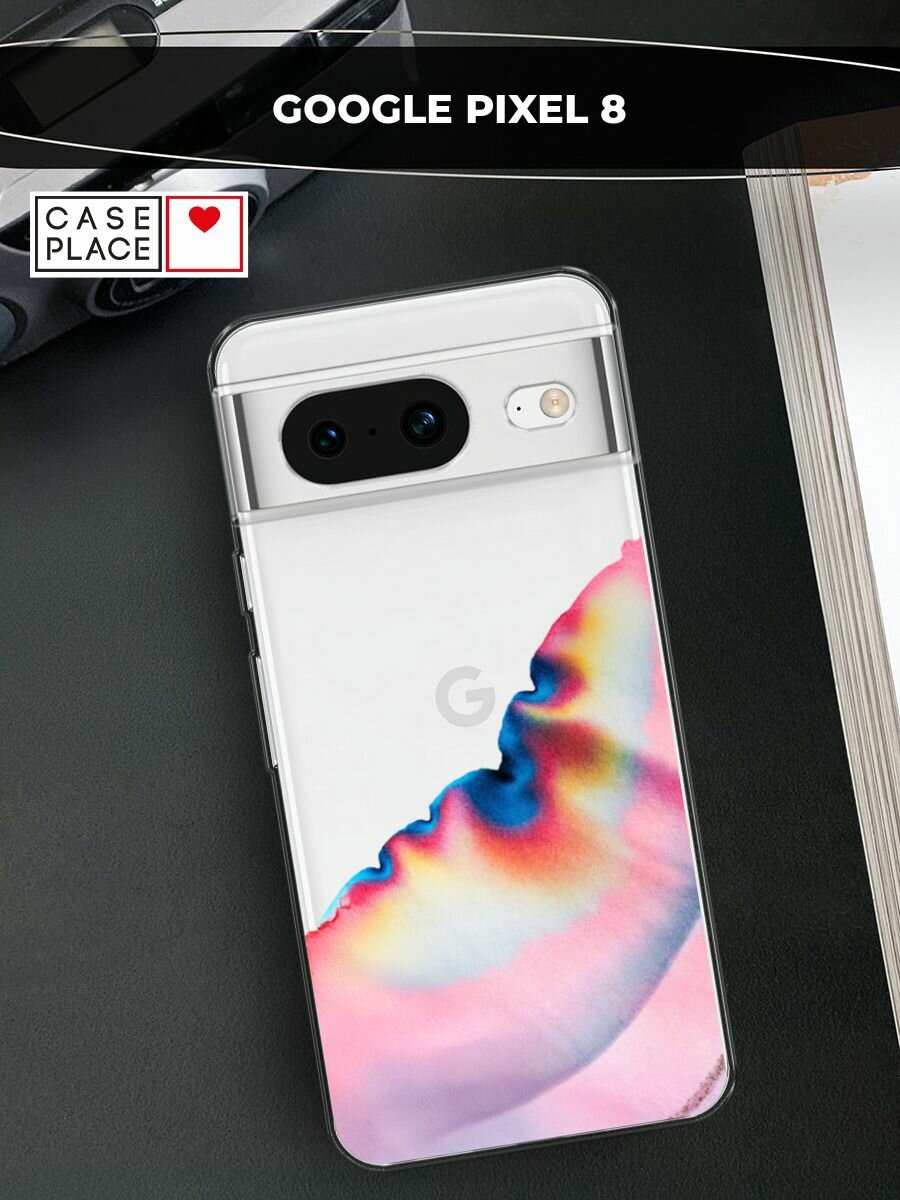 Чехол на Google Pixel 8 / Гугл Пиксель 8 с принтом Розовая акварель, прозрачный