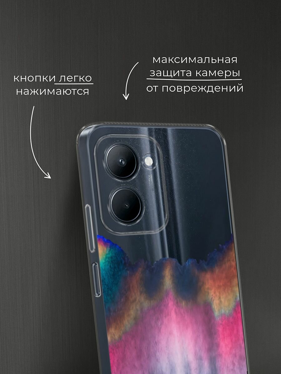 Чехол на Realme C33 / Реалми С33 с принтом Акварельная абстракция, прозрачный — фото 1