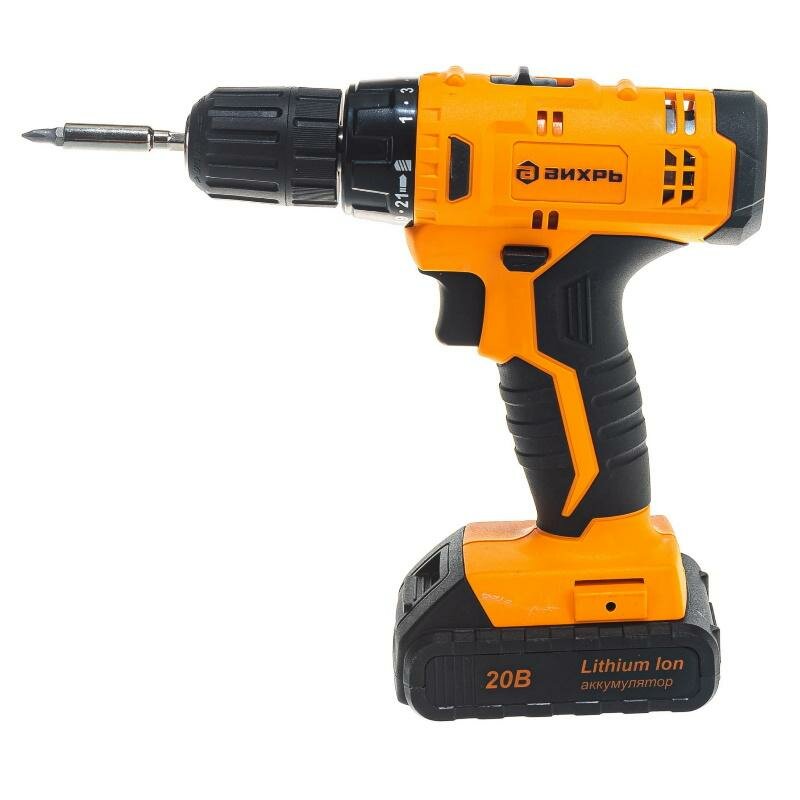 Дрель-шуруповерт аккумуляторная ДА-20Л-2К (2.0 А/ч), вихрь 72/14/21 (1 шт.)