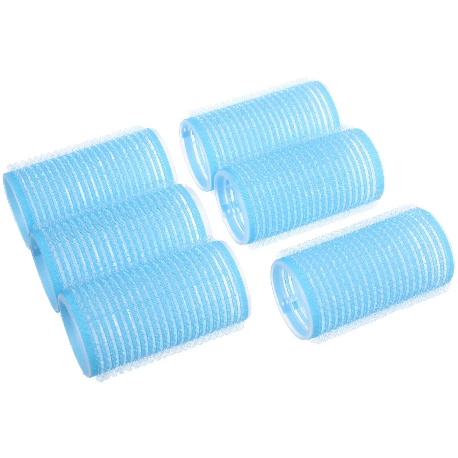 Бигуди липучки для волос 6 шт, голубые, диаметр 3 см, безопасный и удобный уход