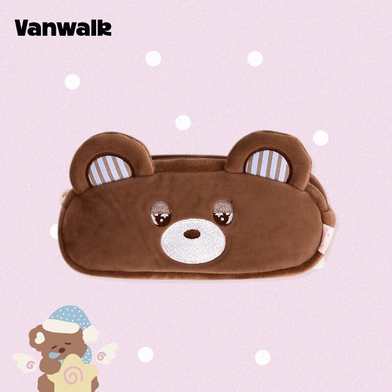 VANWALK Starry Sleepy Bear Портативная папка для канцелярии для школьников - Милое на молнии пенал, Большой объем,