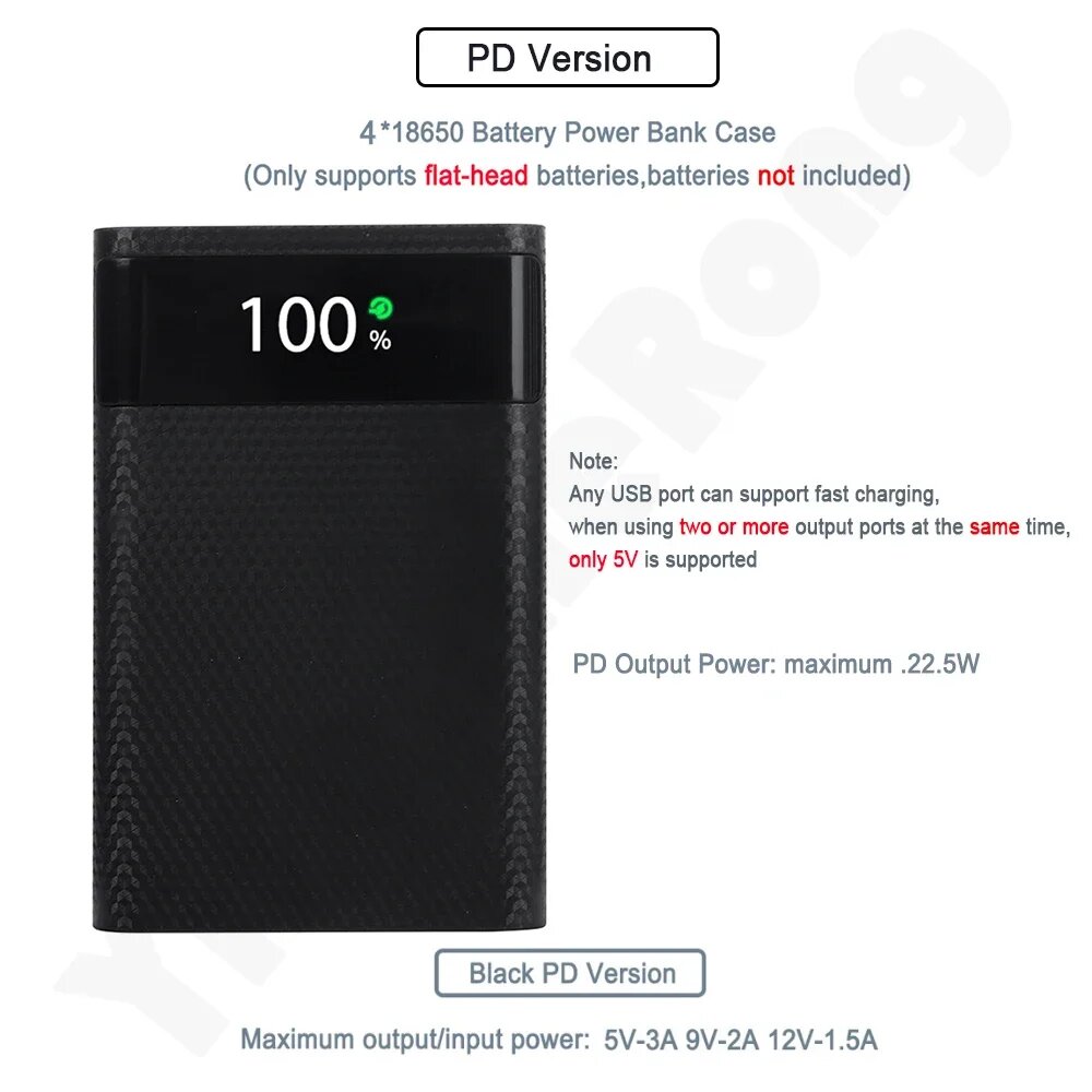 Power Bank 4*18650 PD Black