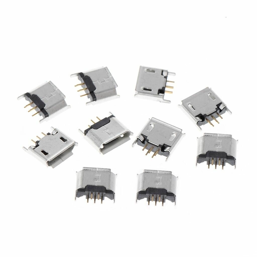 10 шт. Micro USB Type B SMD разъем, Серебро
