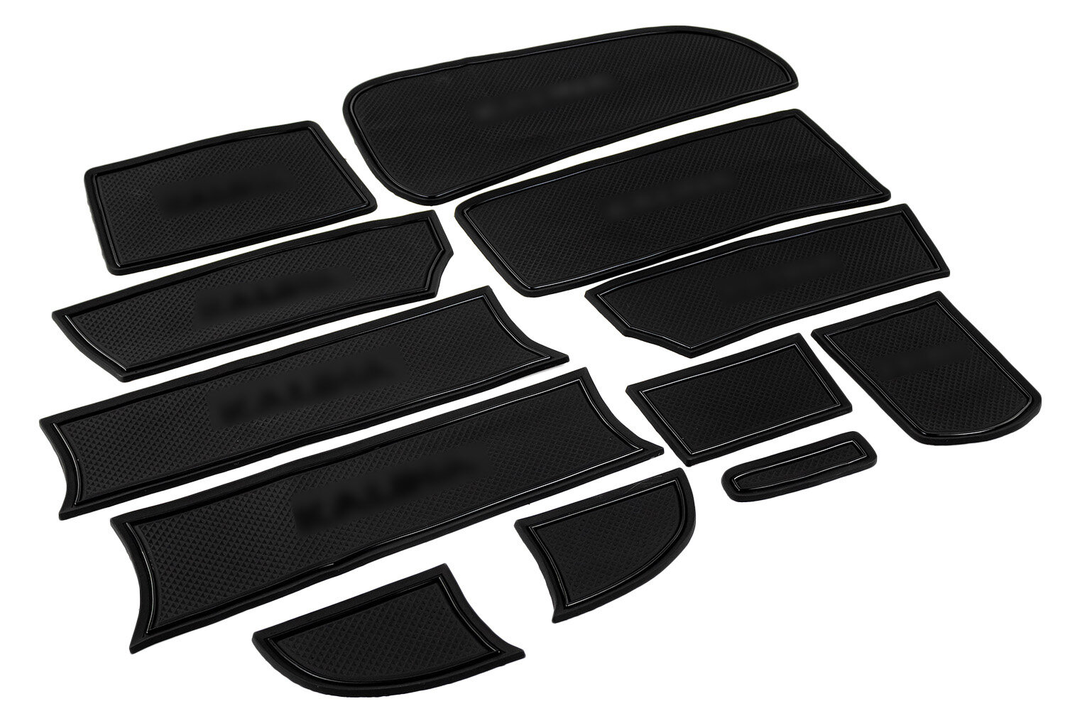 Комплект черных силиконовых ковриков панели приборов и консоли на Лада Калина