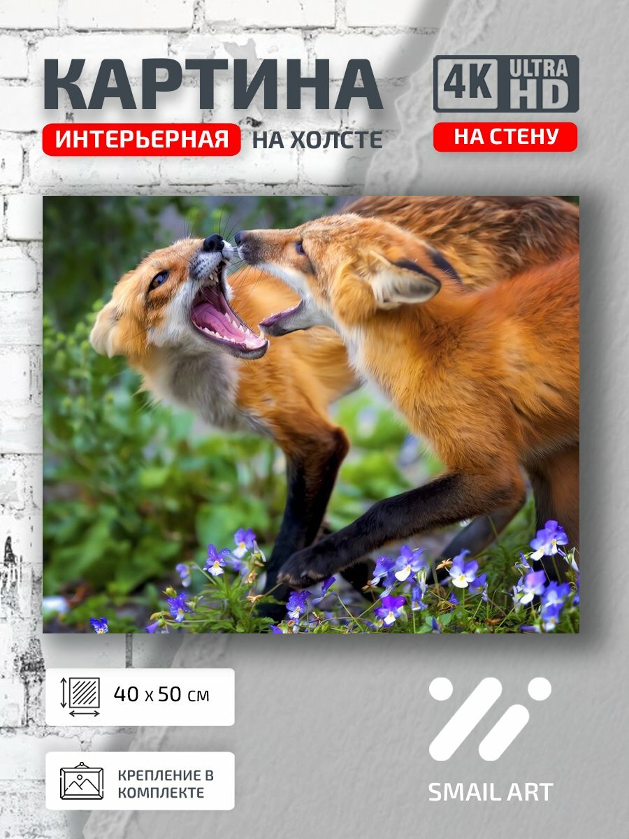Картина на холсте интерьерная 40 на 50 на стену Лисы Mood для студии атмосфера интерьер