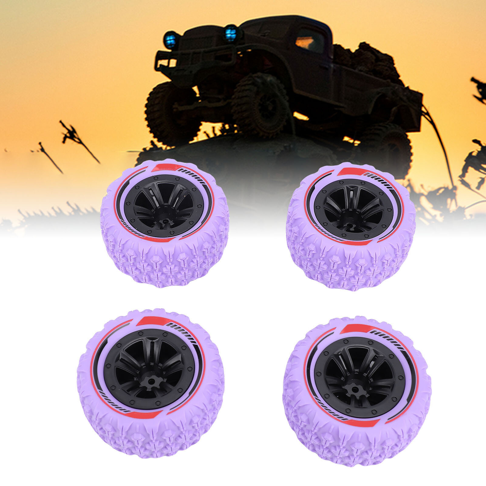 4 шт. 12 мм шестигранные шины для колес RC комплект 3,26x1,67 дюйма шины для езды по грязи аксессуары для 1/14 1/16 RC автомобиль гусеничный грузовик фиолетовый