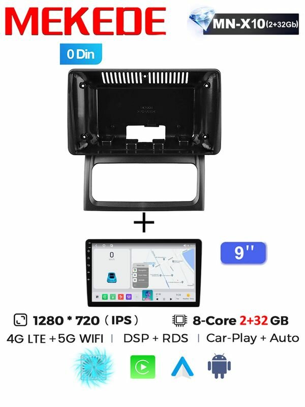 Магнитола 9" Mekede MN X10 Pro 2/32 Gb Renault Clio 2 BB CB 2001-2012 0 din carplay