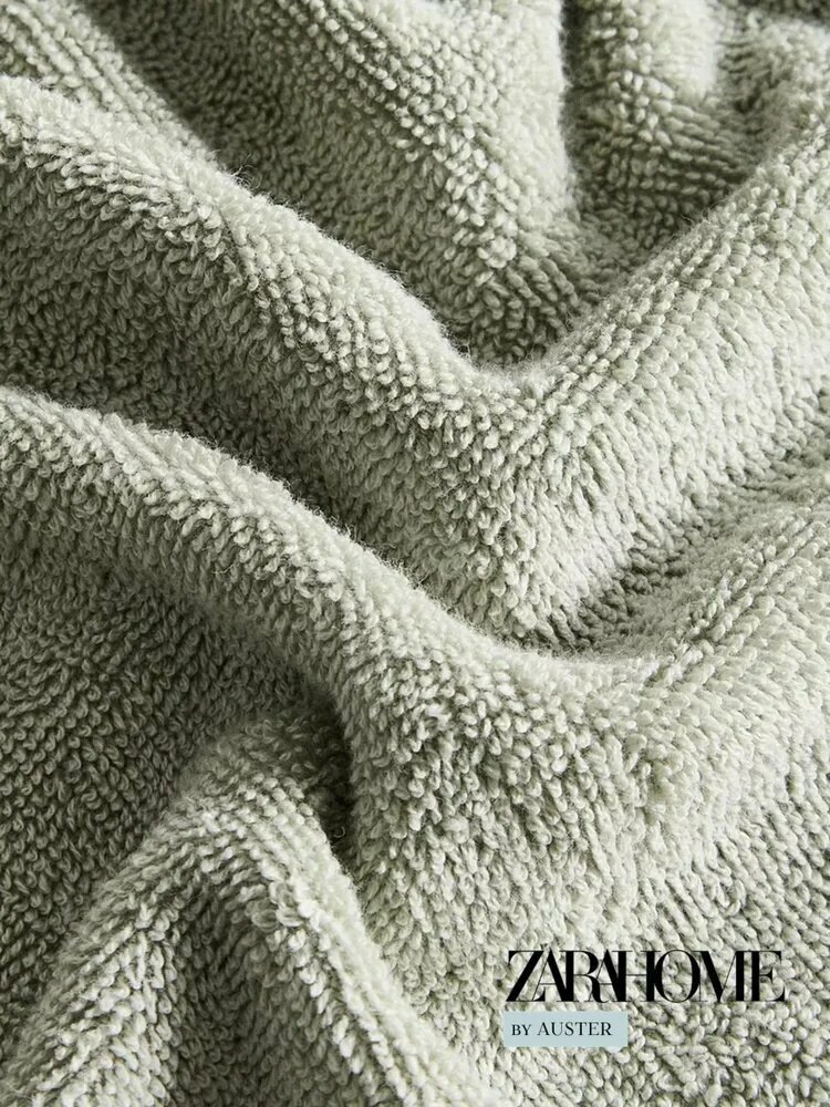 ZARA HOME Полотенце для лица, рук COTTON TOWEL WITH OVERLOCK, Хлопок, 50x90 см, светло-зеленый, 1 шт.